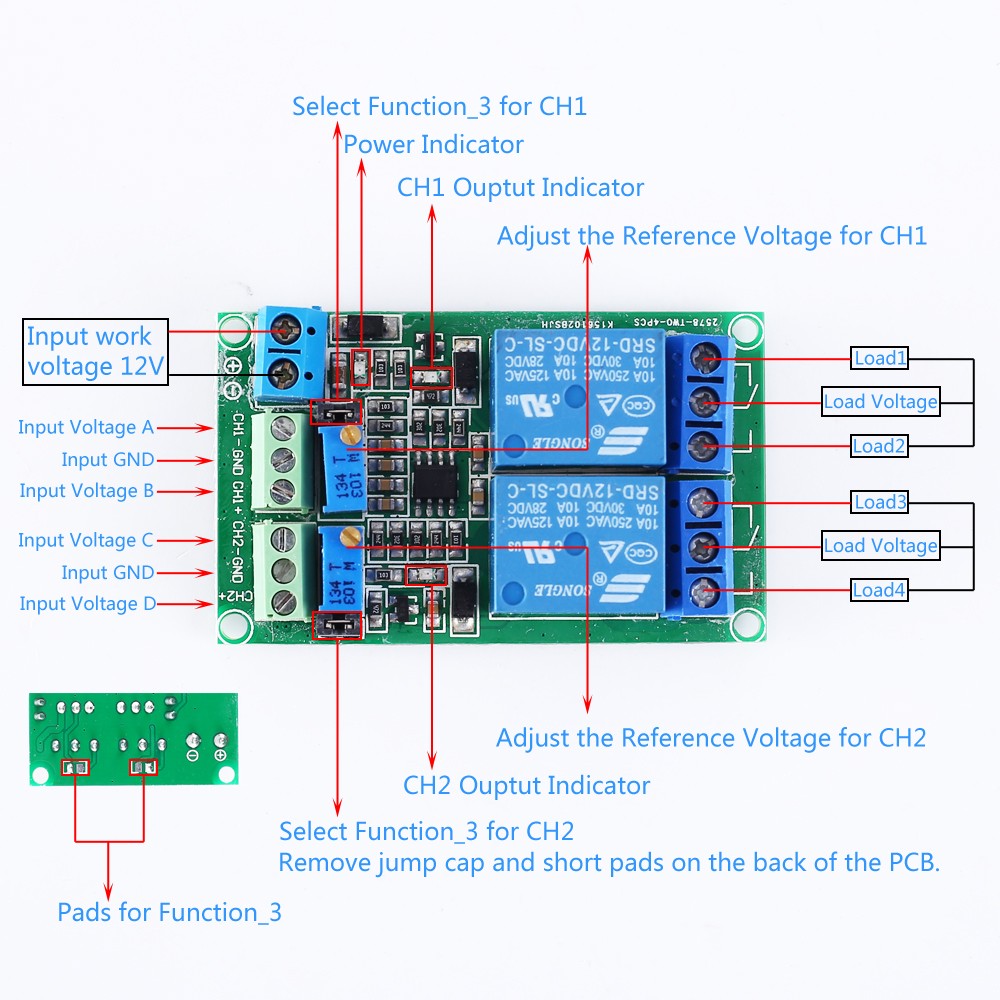LM393 DC 12V 2Bit Voltage Comparator Relay Control Circuit Module