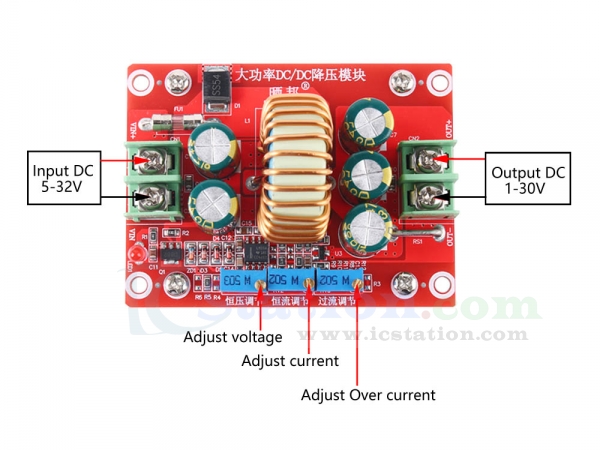 DC-DC Step Down Power Supply Module 12A CVCC Adjustable Buck Voltage ...