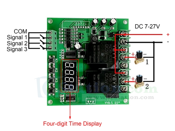 2-Channel Motor Delay Switch Controller - DC 7V-30V