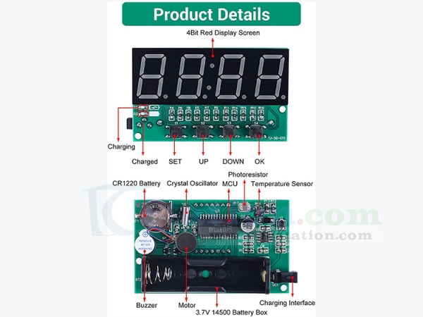 DIY Kit 4Bit Digital Electronic Clock with Red LED | Date Time ...