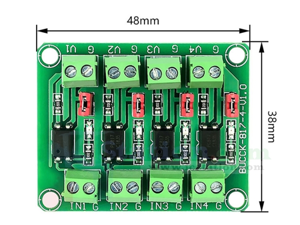 ICStation 4-Channel 817 Optocoupler Voltage Isolation Board | Voltage ...