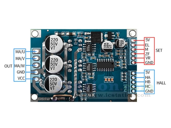 DC 12-36V 500W Brushless Motor Drive Controller Board, Hall BLDC Motor ...