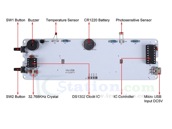 DC 5V Colorful LED Electronic Clock Kit - DIY Soldering Project for ...