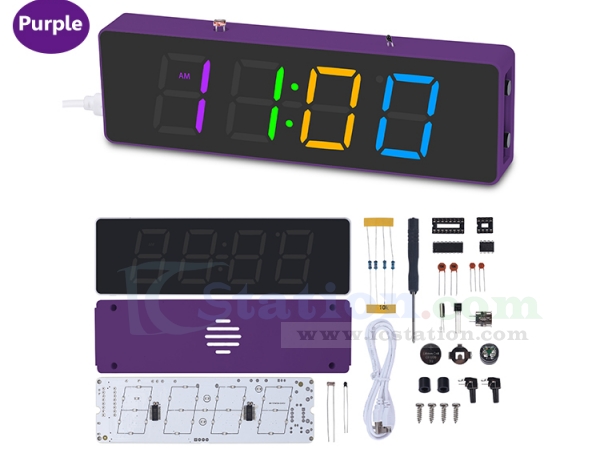 DC 5V Colorful LED Electronic Clock Kit - DIY Soldering Project for ...