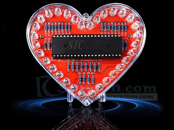 Heart Shaped RGB Colorful LED Flashing Light DIY Kit | Soldering Projects