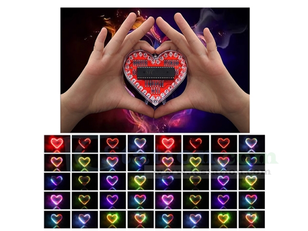 Heart Shaped RGB Colorful LED Flashing Light DIY Kit | Soldering Projects