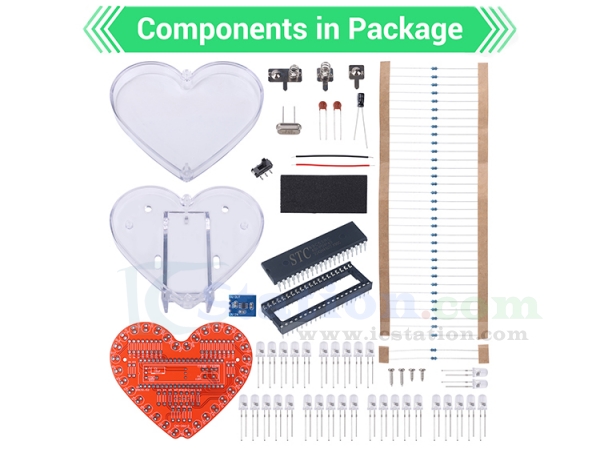 Heart Shaped RGB Colorful LED Flashing Light DIY Kit | Soldering Projects