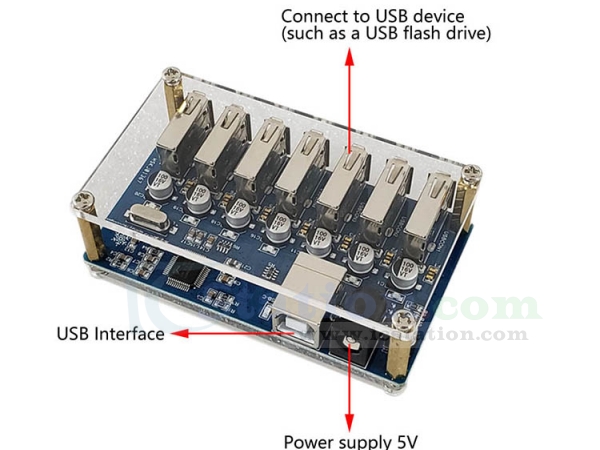 DC 5V USB2.0 USB-HUB Splitter 1-IN-7 50MB/S Data Adapter Board ...