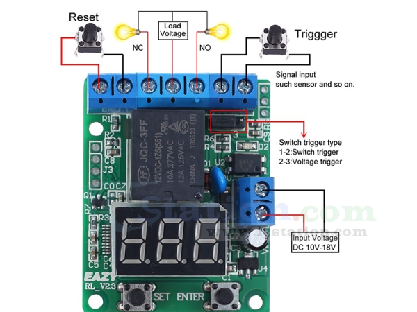 DC 12V Programmable Trigger Time Delay Switch Controller - 0.1seconds ...