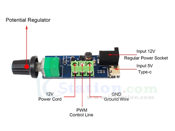 DC 12V 12W Fan Speed Controller | 0%-100% PWM Adjustable Driver Module