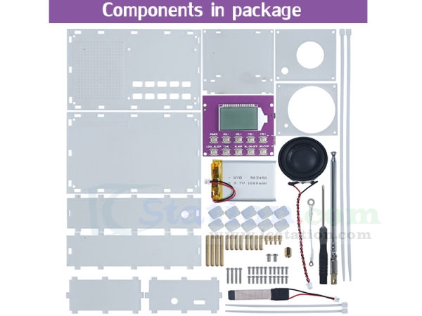 DIY Kit FM MW SW Wireless Radio Receiver DC 3.7V Clock Alarm Radio ...