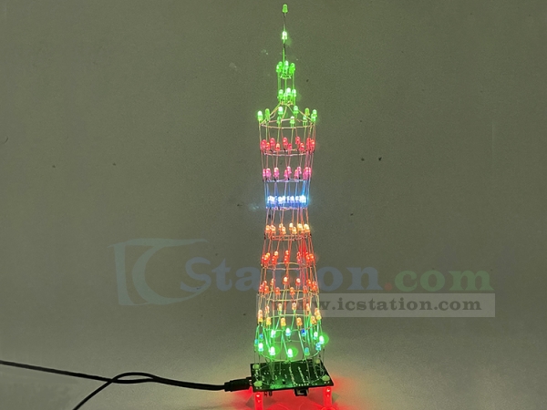 DIY Kit 9-Layer Guangzhou Tower RGB LED Light Cube with Music Spectrum ...