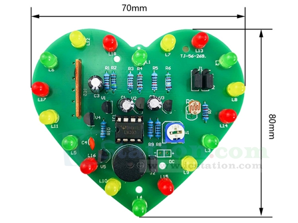 DIY Light Control Music Heart Shape LED Light Electronic Kits for ...