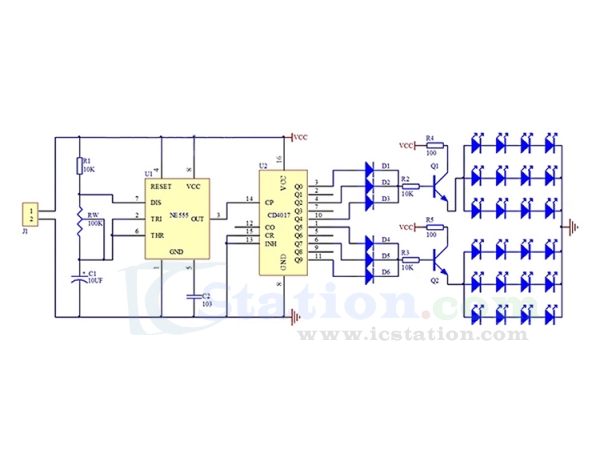 DIY Kit NE555 CD4017 LED Electronic Light - Soldering Practice
