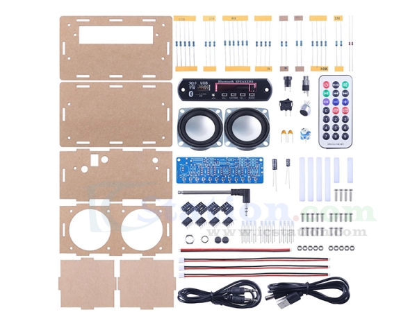 DIY Bluetooth Compatible Speaker Kit with FM Radio, Recording, and LED ...