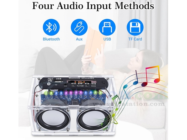 DIY Bluetooth Compatible Speaker Kit with FM Radio, Recording, and LED ...