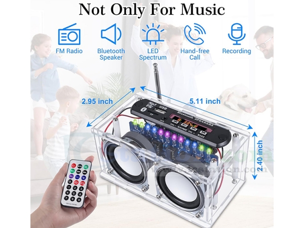 DIY Bluetooth Compatible Speaker Kit with FM Radio, Recording, and LED ...