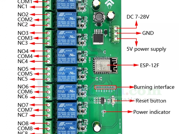 8 Channel ESP8266 Wireless WIFI Relay Module ESP-12F Development Board