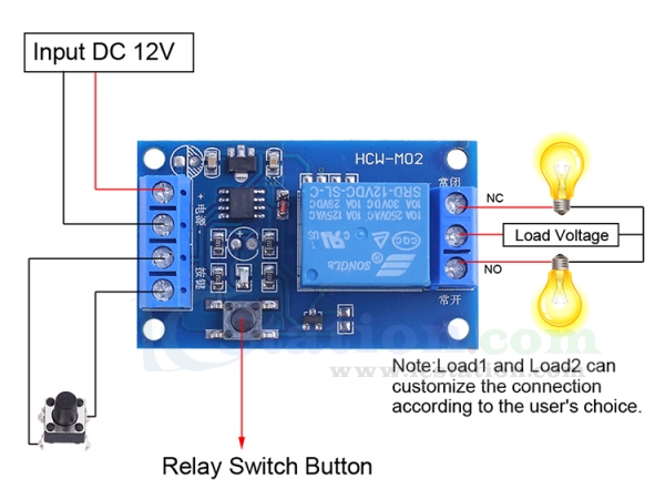 Single Button Bistable Relay Module DC 12V Car Modification Switch One ...