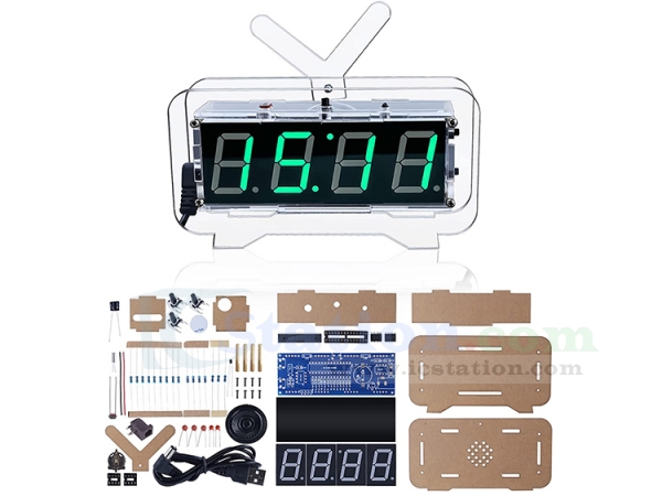 DC 5V Green LED Electronic Clock DIY Kit Date Time Temperature Alarm ...
