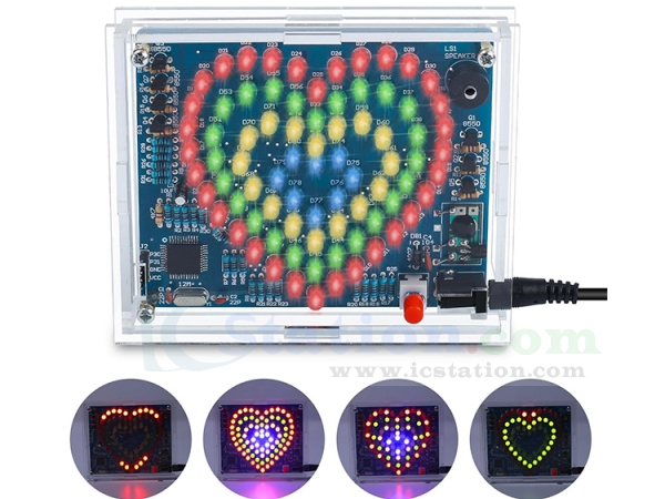 RGB Heart Shaped LED Flashing Light Kit | Soldering Projects