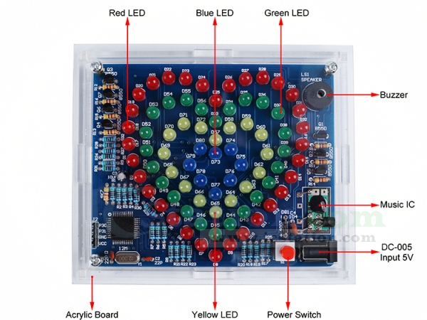 RGB Heart Shaped LED Flashing Light Kit | Soldering Projects