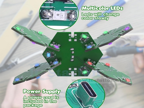 5PCS Hexagon Splicable PCB with Flashing LED Light DIY Soldering ...