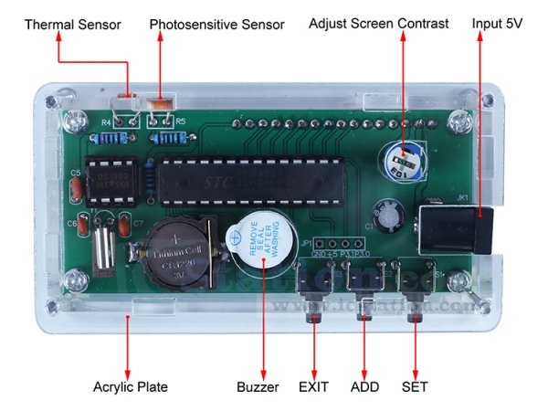LCD1602 Display Electronic Clock Kit | Soldering Practice Kits for STEM ...