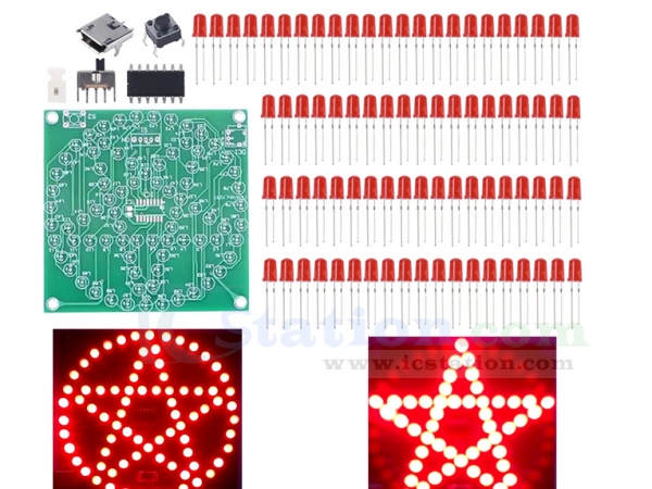 LED Circular Pentagram Water Flowing Light Electronic DIY Kit | ICStation