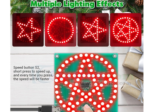 LED Circular Pentagram Water Flowing Light Electronic DIY Kit | ICStation