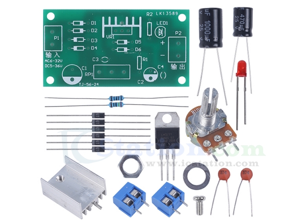DIY Kit AC/DC-DC LM317 Adjustable Step Down Power Supply | Soldering ...