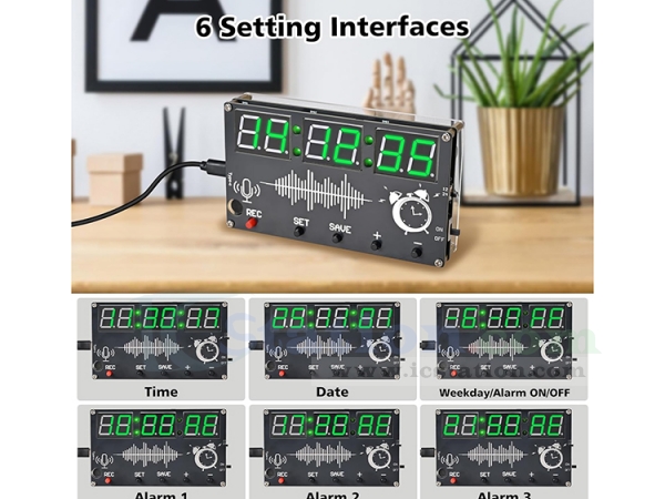 Recordable Alarm Clock Soldering Kit - 3 Alarms & 0.8" Display | DIY ...