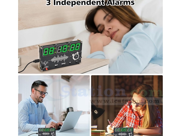 Recordable Alarm Clock Soldering Kit - 3 Alarms & 0.8" Display | DIY ...