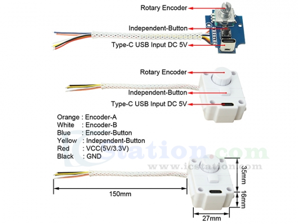 Rotary Encoder Module 360 Digital Potentiometer Icstation