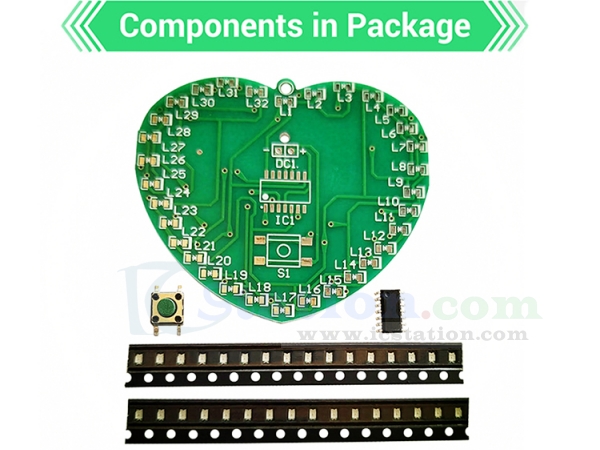 Heart Shaped SMD LED Flashing Light Kit – DIY Soldering Practice Kits