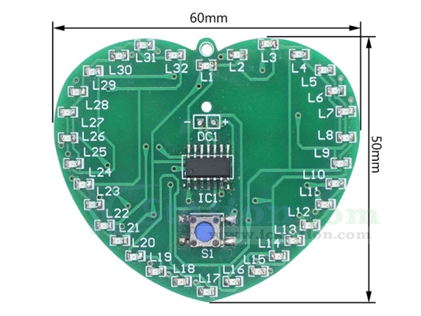 Heart Shaped SMD LED Flashing Light Kit – DIY Soldering Practice Kits