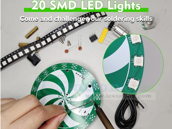 ICSTATION SMD WS2812B RGB LED Light Practice Kit | SMT Soldering ...