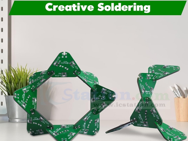 5PCS Triangle Splicable PCB with Flashing LED Light DIY Soldering ...