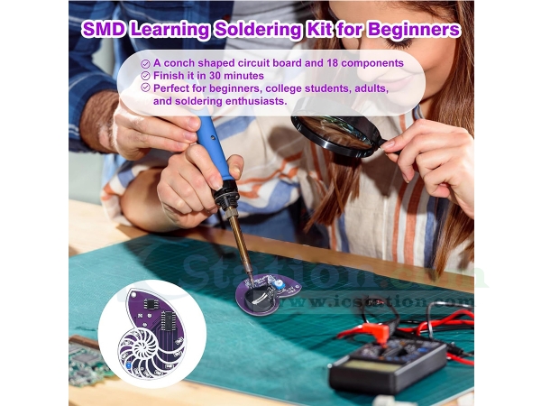 Wearable Seashell Water Flowing Light SMD SMT Soldering Practice Kits | Learn to solder for ...