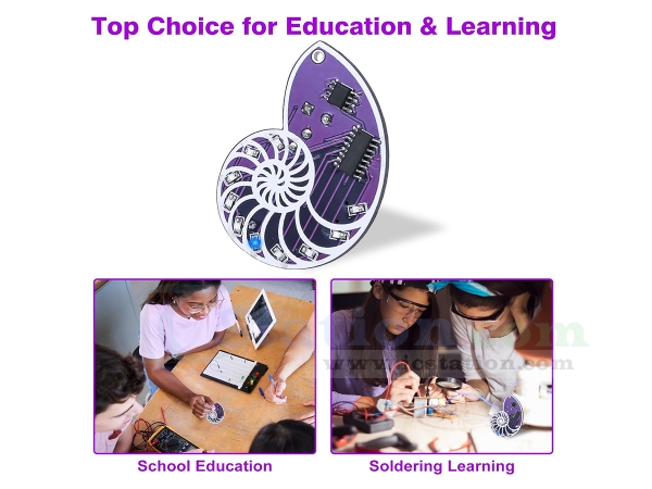 Wearable Seashell Water Flowing Light SMD SMT Soldering Practice Kits | Learn to solder for ...