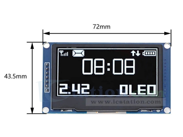 2.42" White OLED Display Screen Module 128x64 Resolution