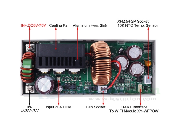 Voltage Buck Converter, DC-DC 1200W Step Down Power Supply Adapter, 6V-70V to 0-60V 0-20A CVCC ...