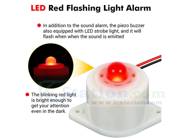 DC 24V 100dB Electronic Alarm Red Flashing Light High Decibel Buzzer ...