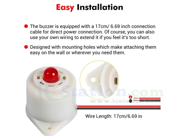 DC 24V 100dB Electronic Alarm Red Flashing Light High Decibel Buzzer ...