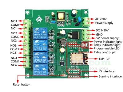 ESP8266 WIFI 4 Channel Relay Module ESP-12F Development Board | ICStation