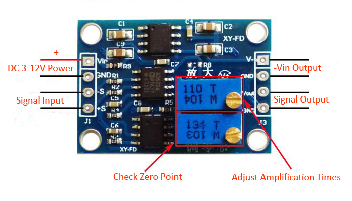 Signal Amplifier AD620 Microvolt/Milivolt Amplifer Signal Booster ...