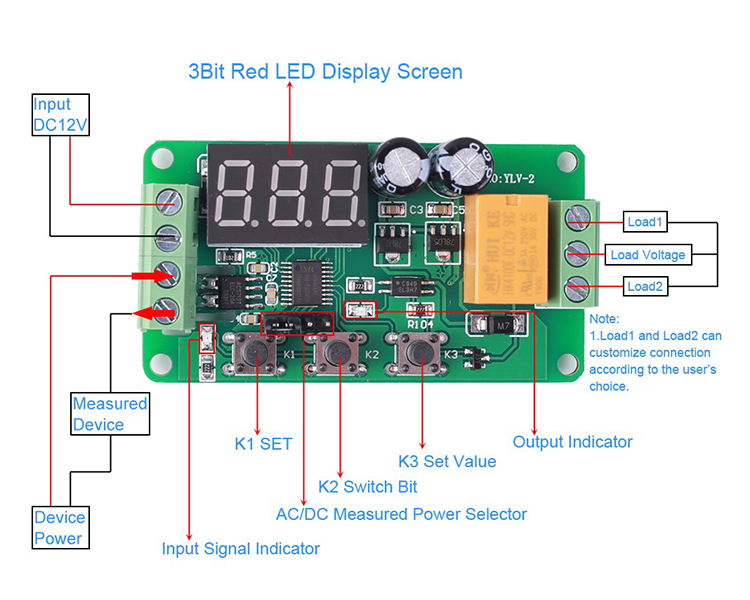 DC 12V 0-5A Current Detector Current Switch Relay Controller Module AC ...