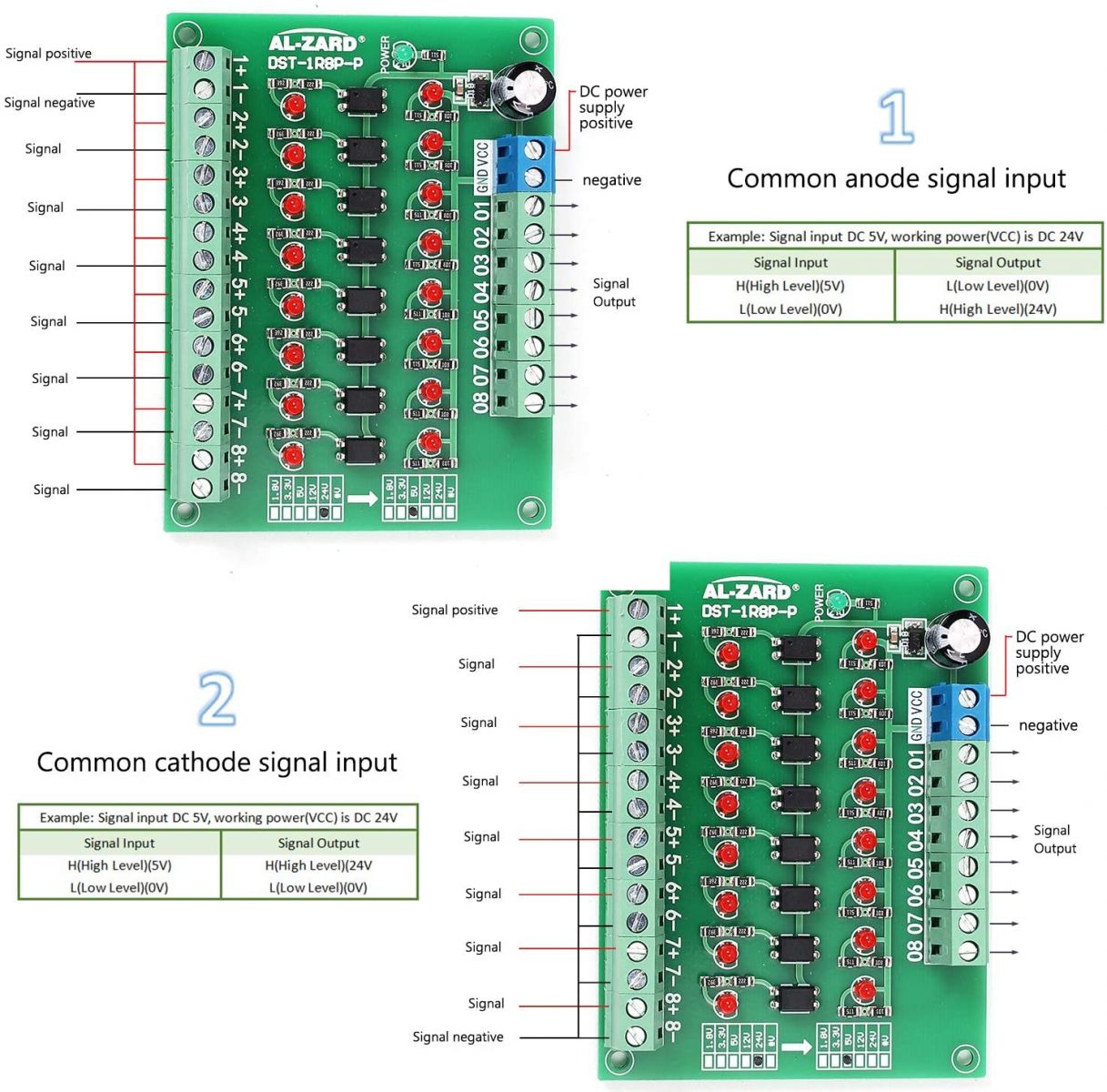 Level Shifter 8-Channel Logic Level Converter - NPN/PNP 3.3V-24V ...